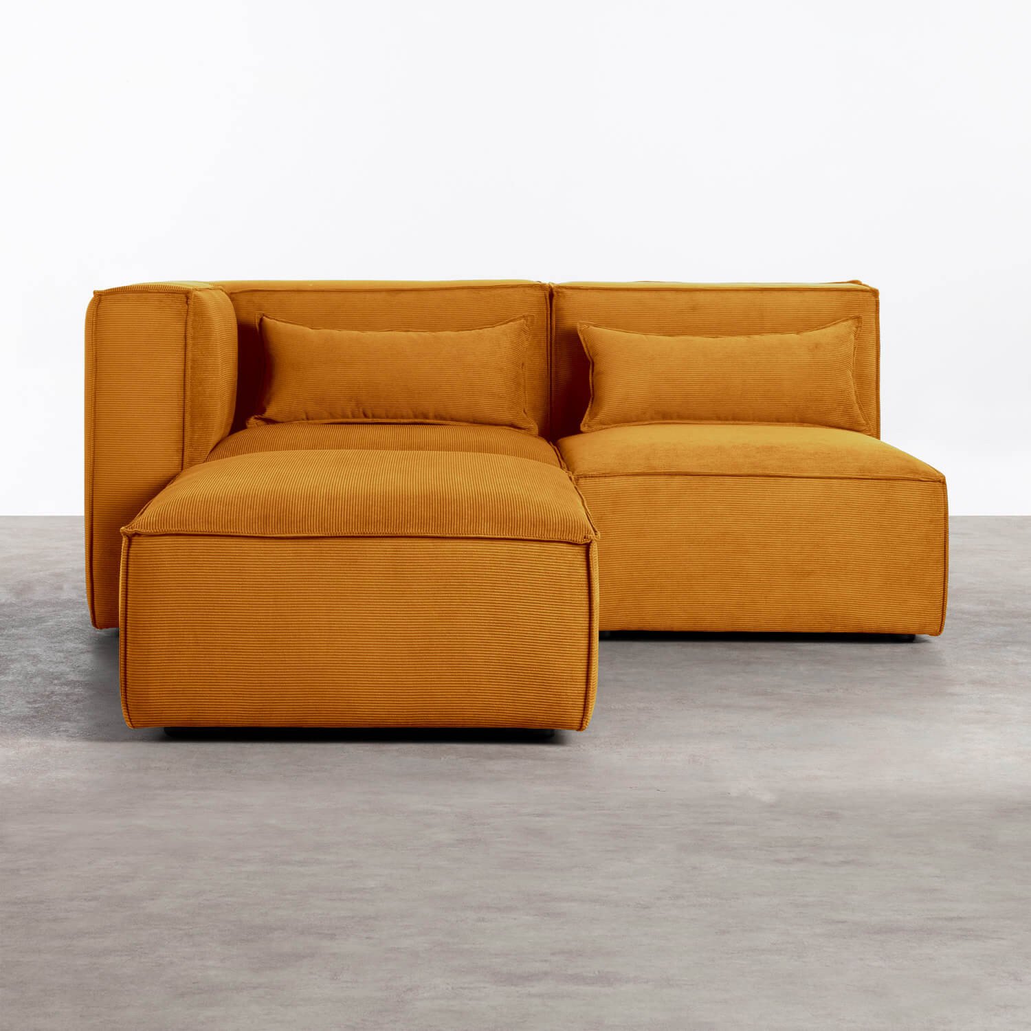 Modulares Sofa 2-Teilig mit Ecksofa und Pouf aus Kord Kilhe - themasie.com
