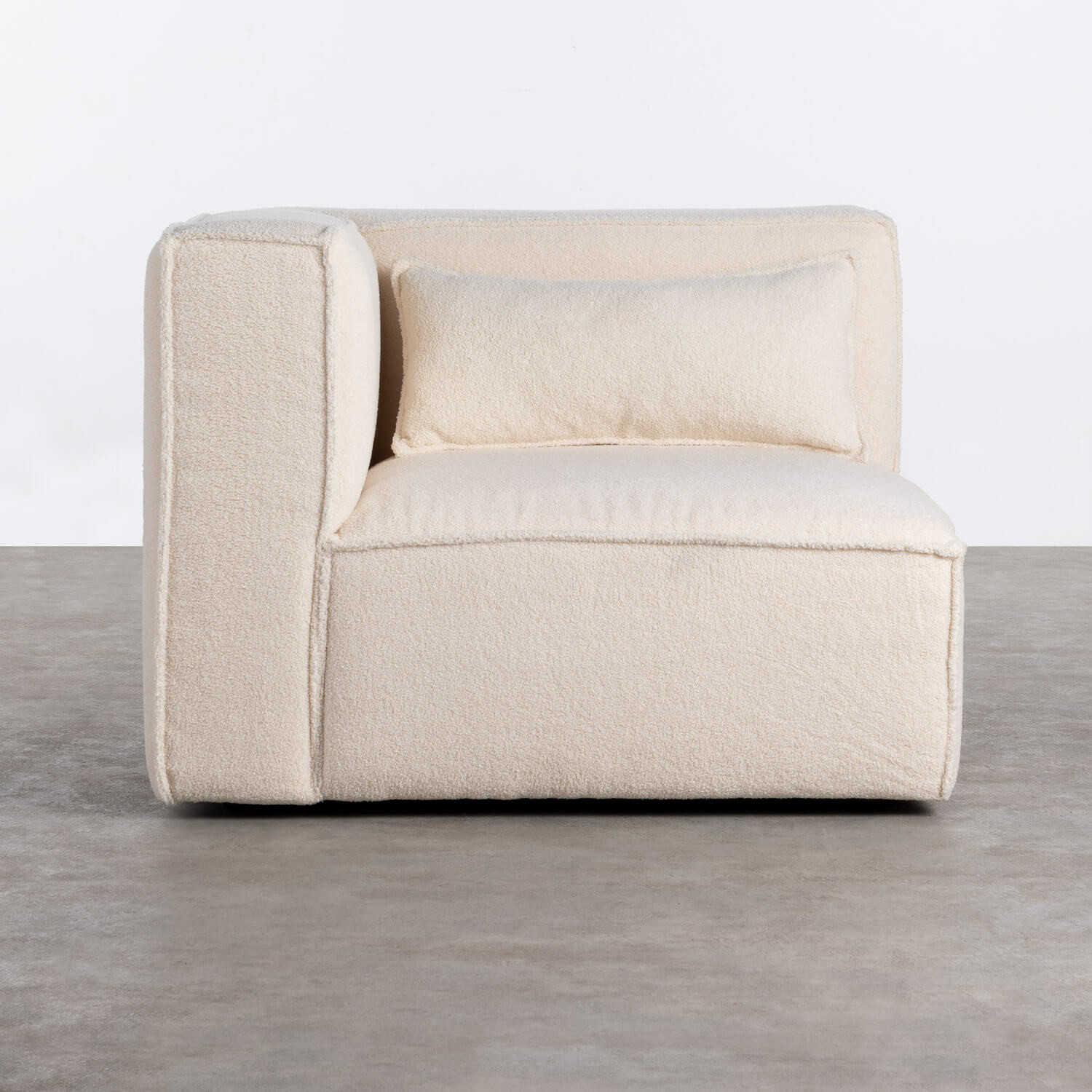 Sillón Esquinero Modular con Puff de Tela Bouclé Kilhe - themasie.com