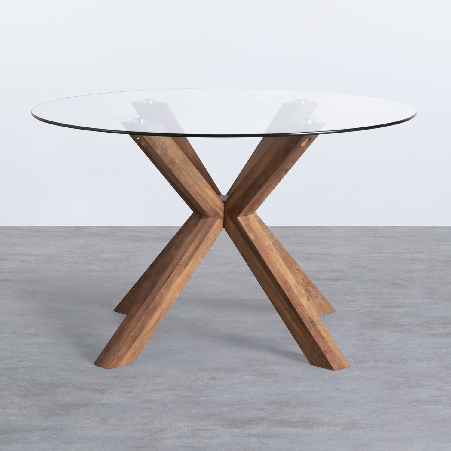 Table de Salle à Manger Ronde en MDF et Verre (Ø120 cm) Vuoto ...