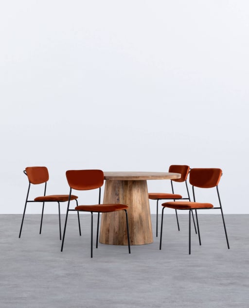 Set de Table de Salle à Manger Ronde en Verre Trempé Kolu et 4 Chaises ...