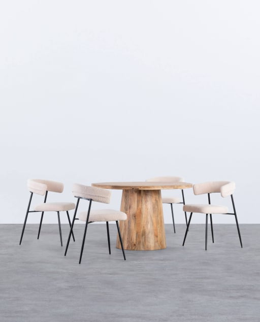 Set de Table de Salle à Manger Ronde en Verre Trempé Kolu et 4 Chaises ...
