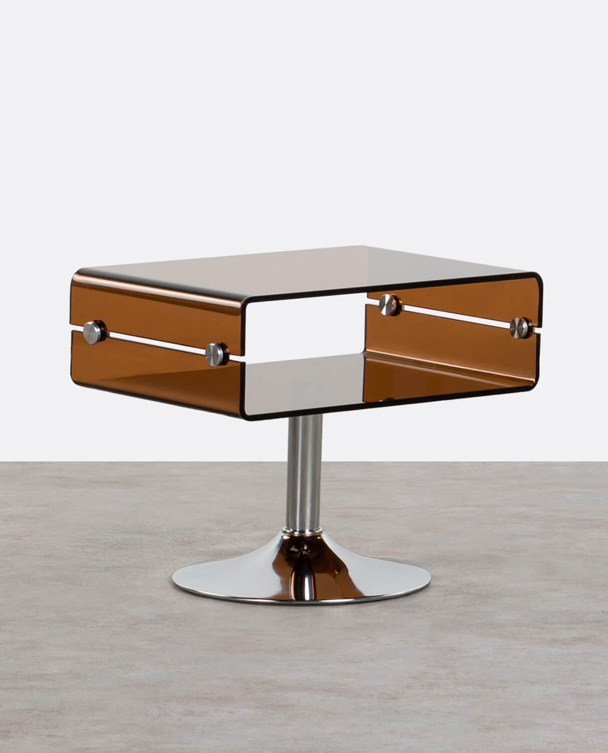 Table d'Appoint Rectangulaire en Verre et Métal (61x38 cm) Hedy - themasie.com