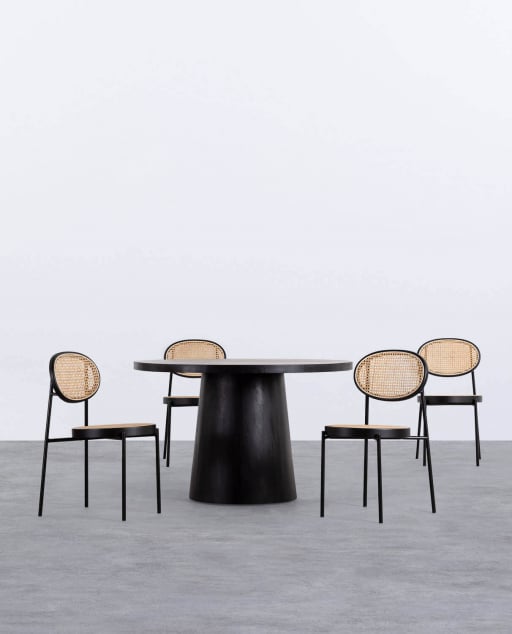 Set de Table de Salle à Manger Ovale en Verre Incurvé Kolu et 4 Chaises ...