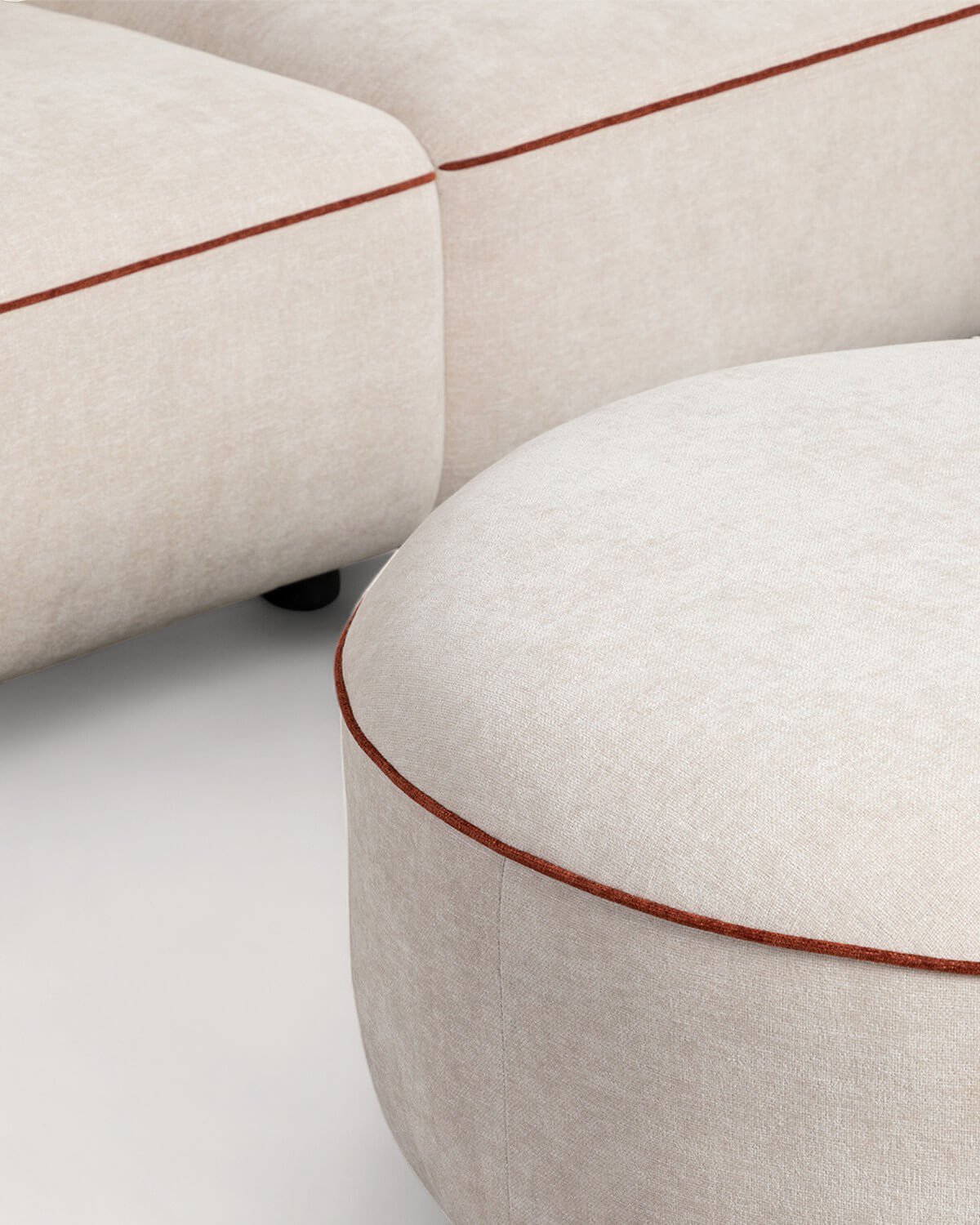 Divano Angolare Modulare in 4 Pezzi con Chaise Longue e Pouf Rotondo in ...