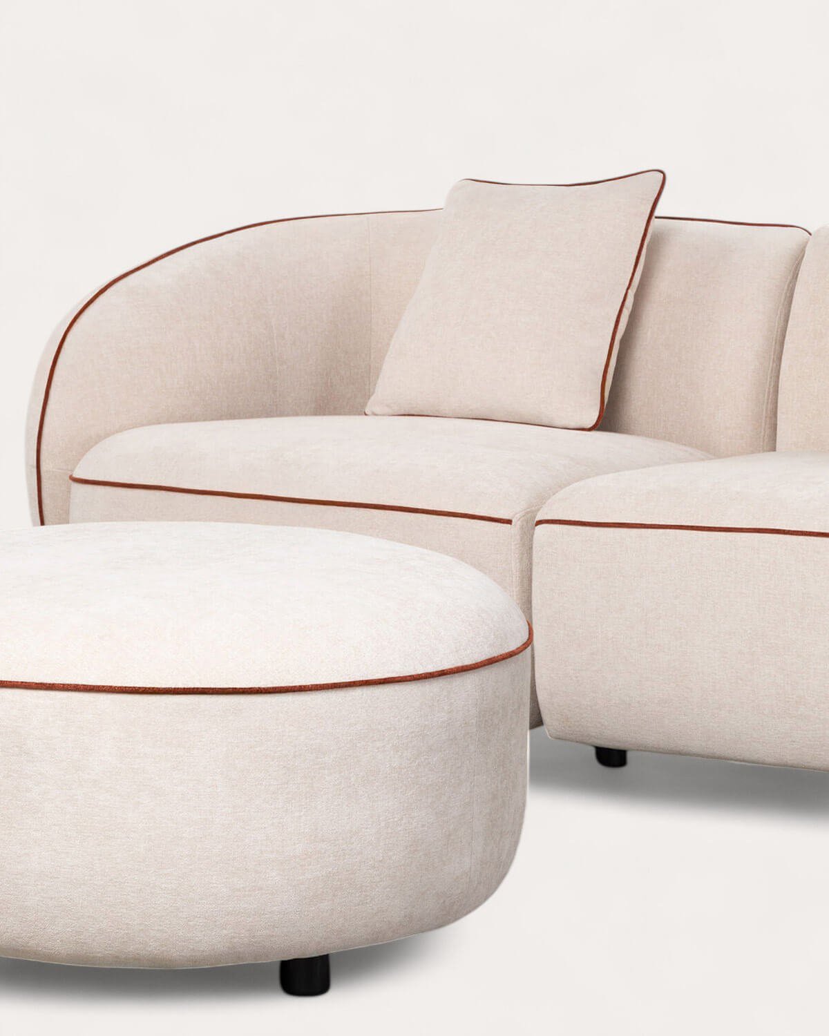 Divano Modulare in 4 Pezzi con Poltrona Angolare e Pouf rotondo in ...