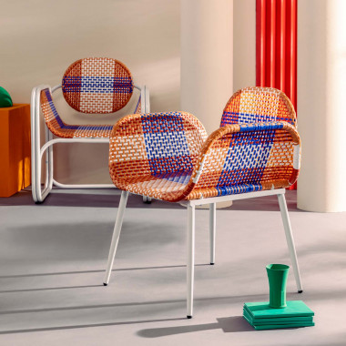 Armchair with Aluminium and Synthetic Rattan Armrests Emba Studio - themasie.com