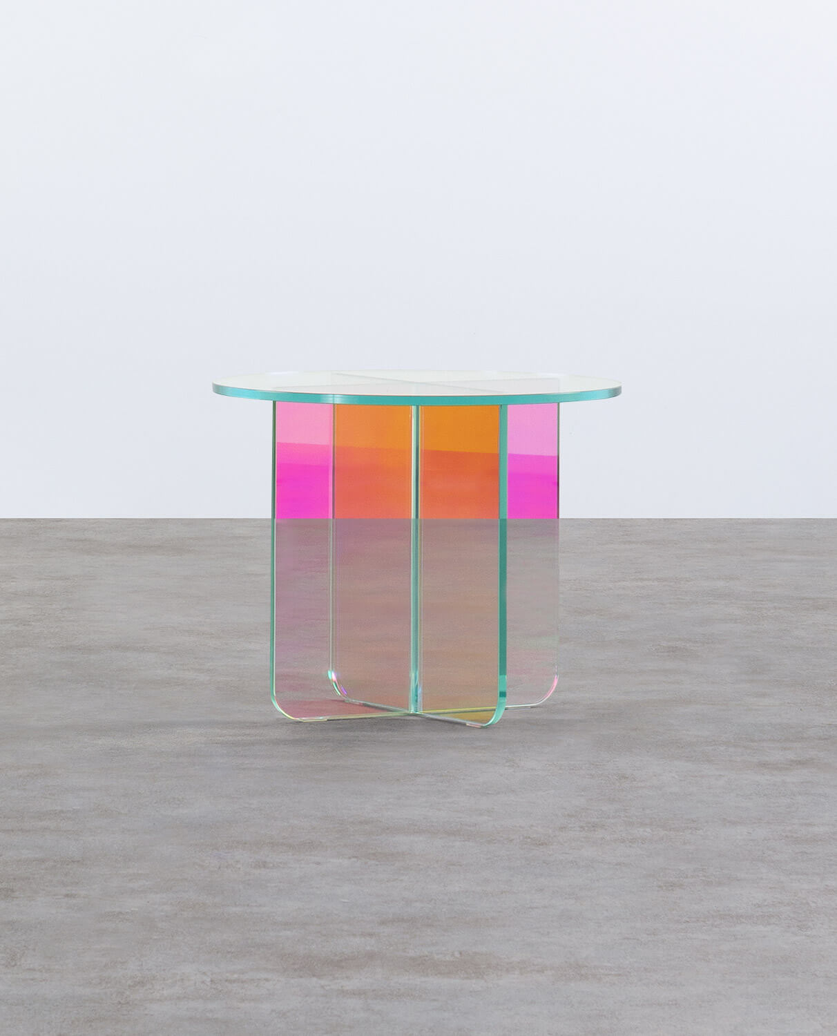 Set of Iridescent Tempered Glass Side Table and Coffee Table Iris ...