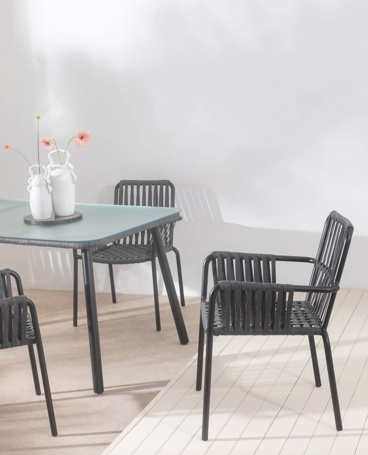 Aluminium and Rope Outdoor Dining Chair Drian Trend - themasie.com