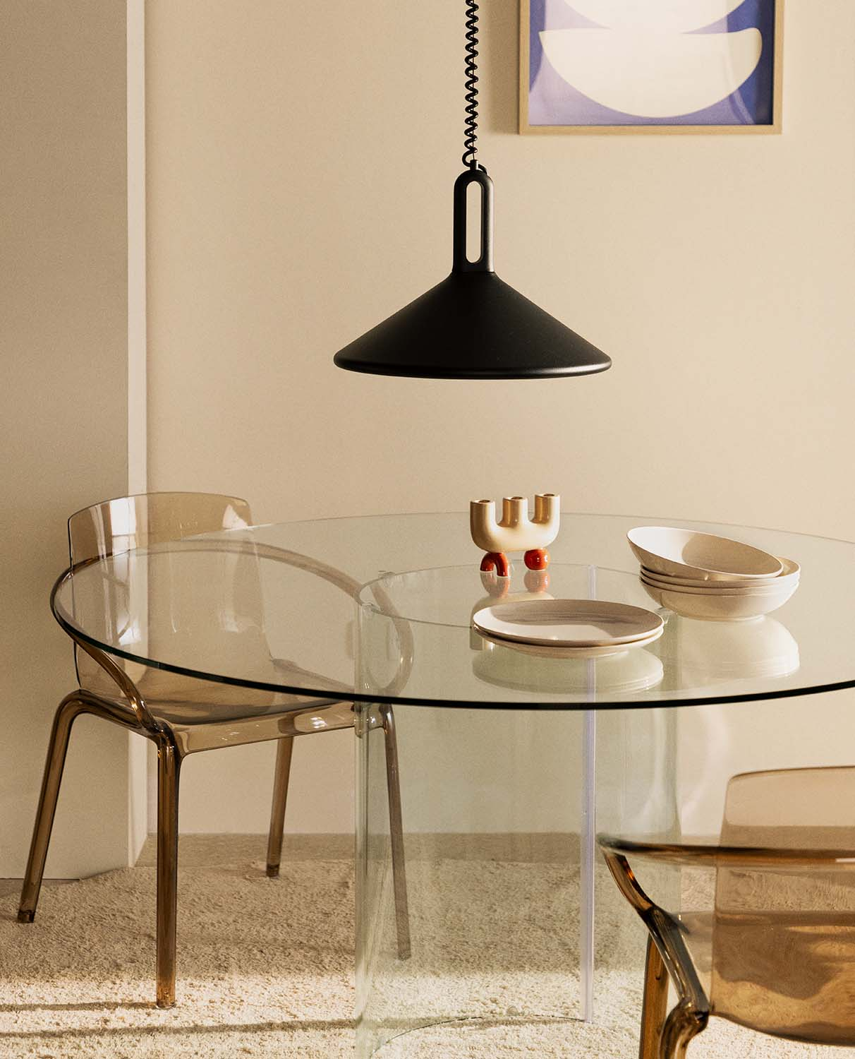 Round Tempered Glass Dining Table (Ø140 cm) Kolu - themasie.com