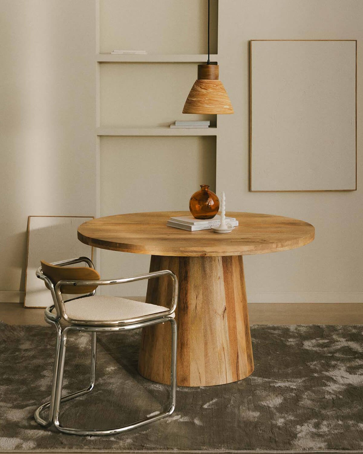 Round Mango Wood Dining Table (Ø120 cm) New Doran - themasie.com