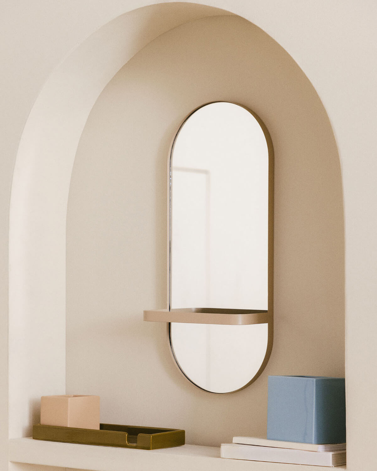 Laiz Wall Mirror with Metal Shelf (60x25 cm) - themasie.com