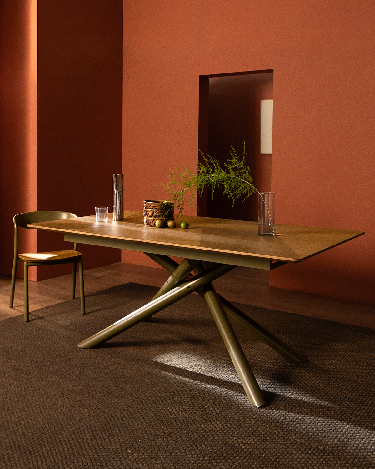 Extendable Rectangular Dining Table in Wood and Metal (180-240x100 cm ...