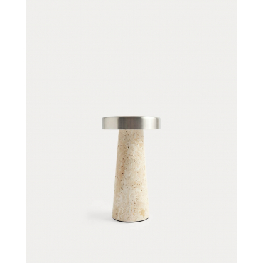 Wireless LED Outdoor Table Lamp in Marble and Metal Mysha - themasie.com